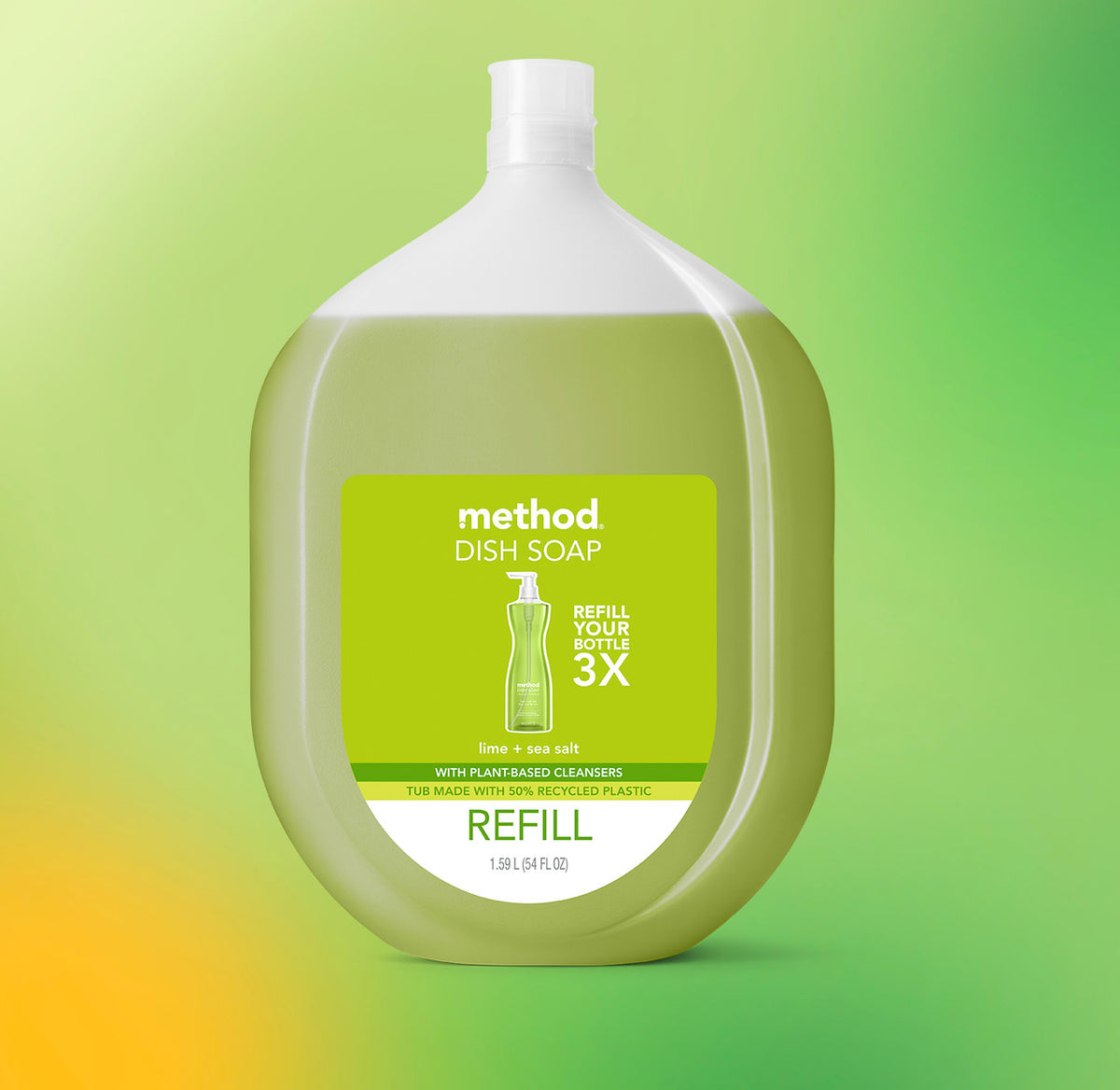 method | Dish Soap, Refill, Lime + Sea Salt, 54 fl oz – method products
