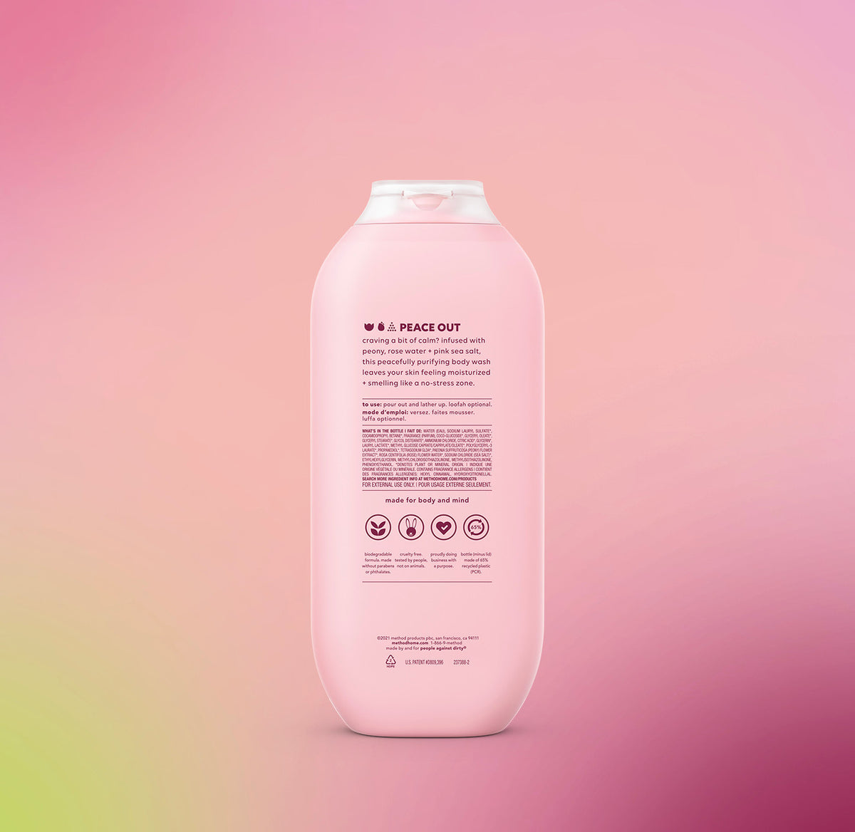 Peony, Rose Water, & Pink Sea Salt Body Wash | Pure Peace - 18 oz ...