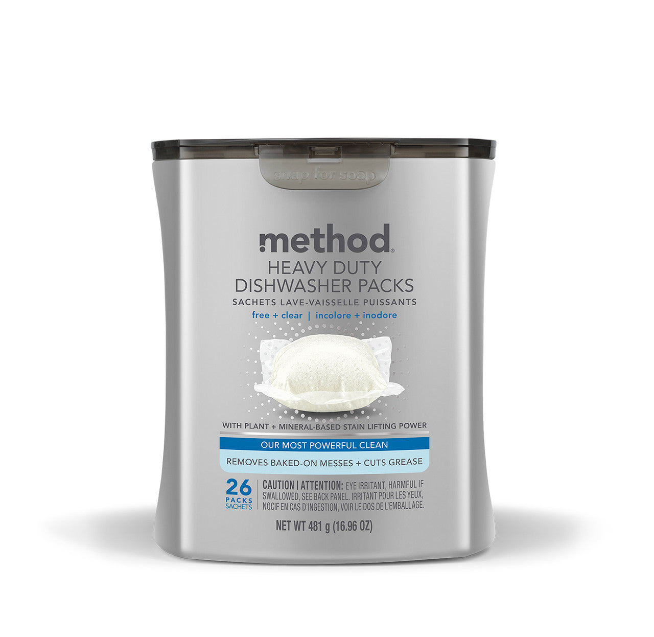 method | heavy duty dishwasher packs, free + clear, 26ct – method products