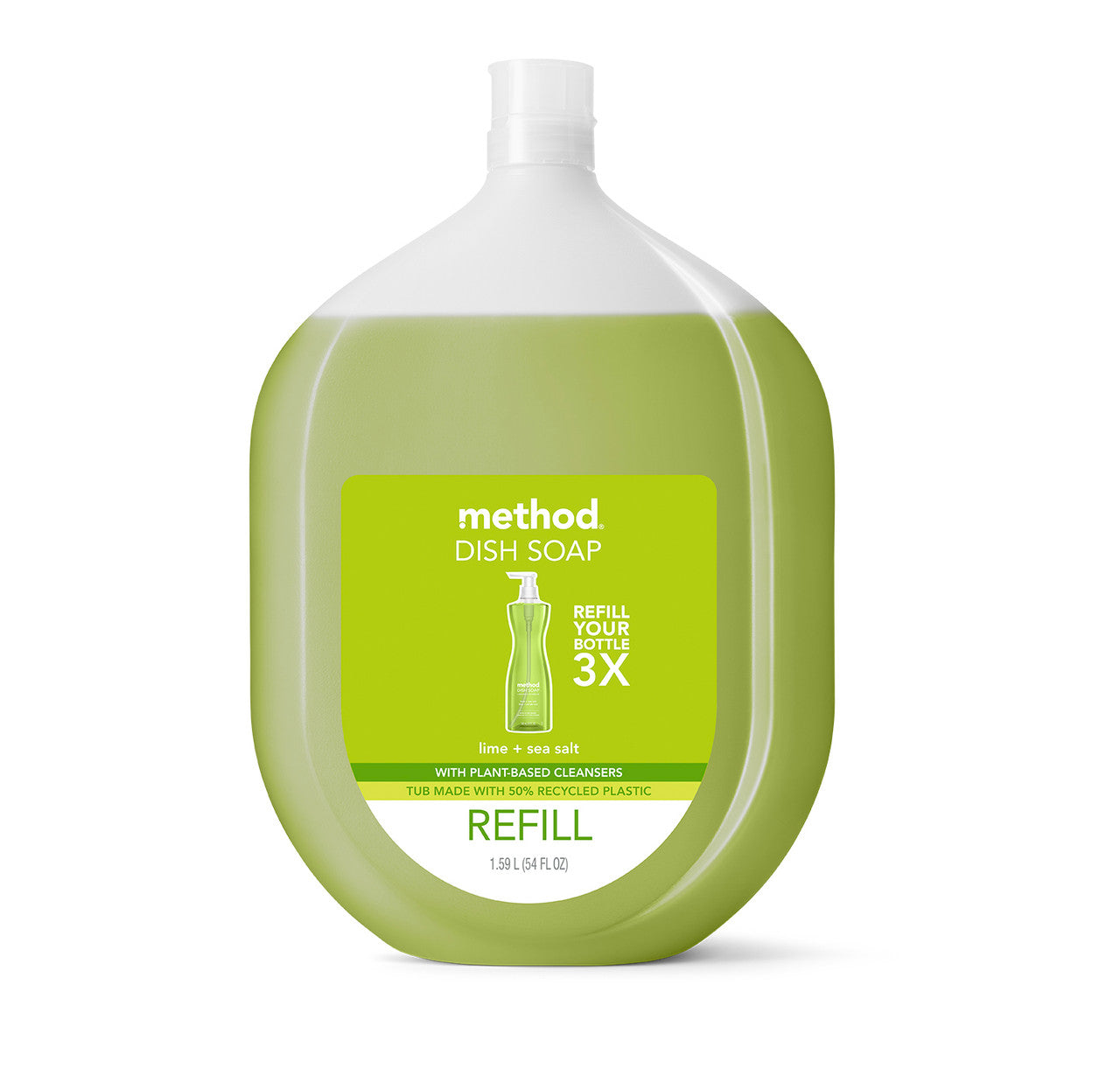 method | Dish Soap, Refill, Lime + Sea Salt, 54 fl oz – method products