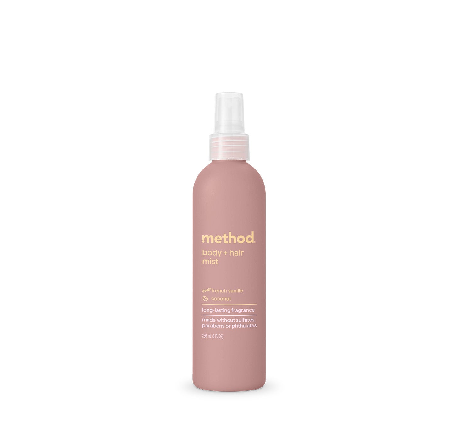 body + hair mist - french vanille + coconut, 8 fl oz – method products