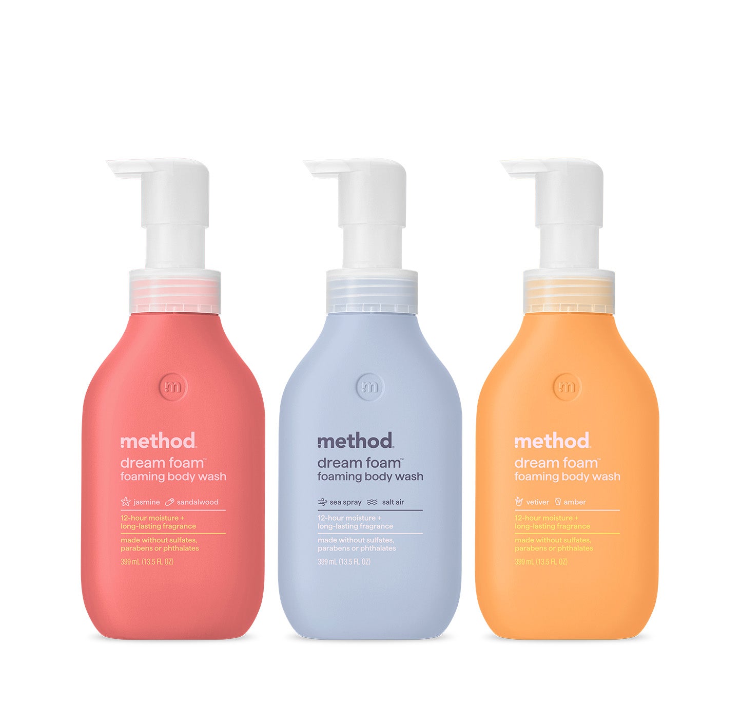 dream foam foaming body wash variety trio, 40.5 oz – method products