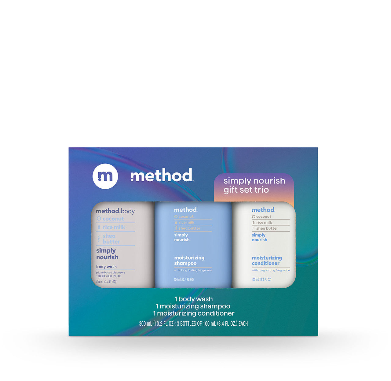 travel-sized gift set trio - simply nourish, 10.2 oz – method products