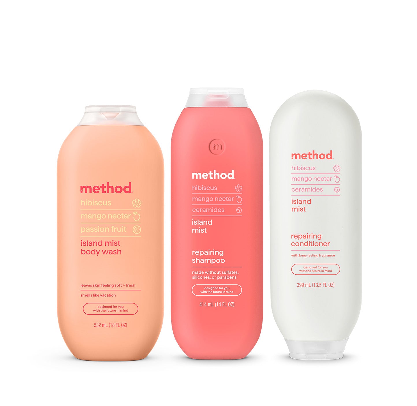 shower trio - island mist, 45.5 oz – method products