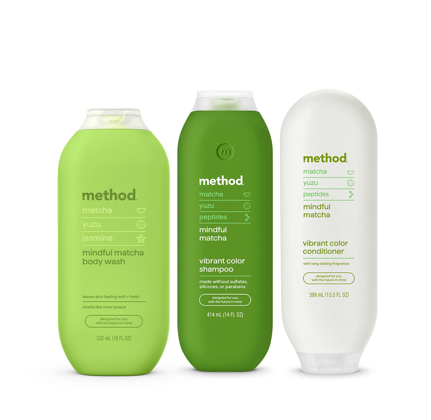 shower trio - mindful matcha, 45.5 oz – method products