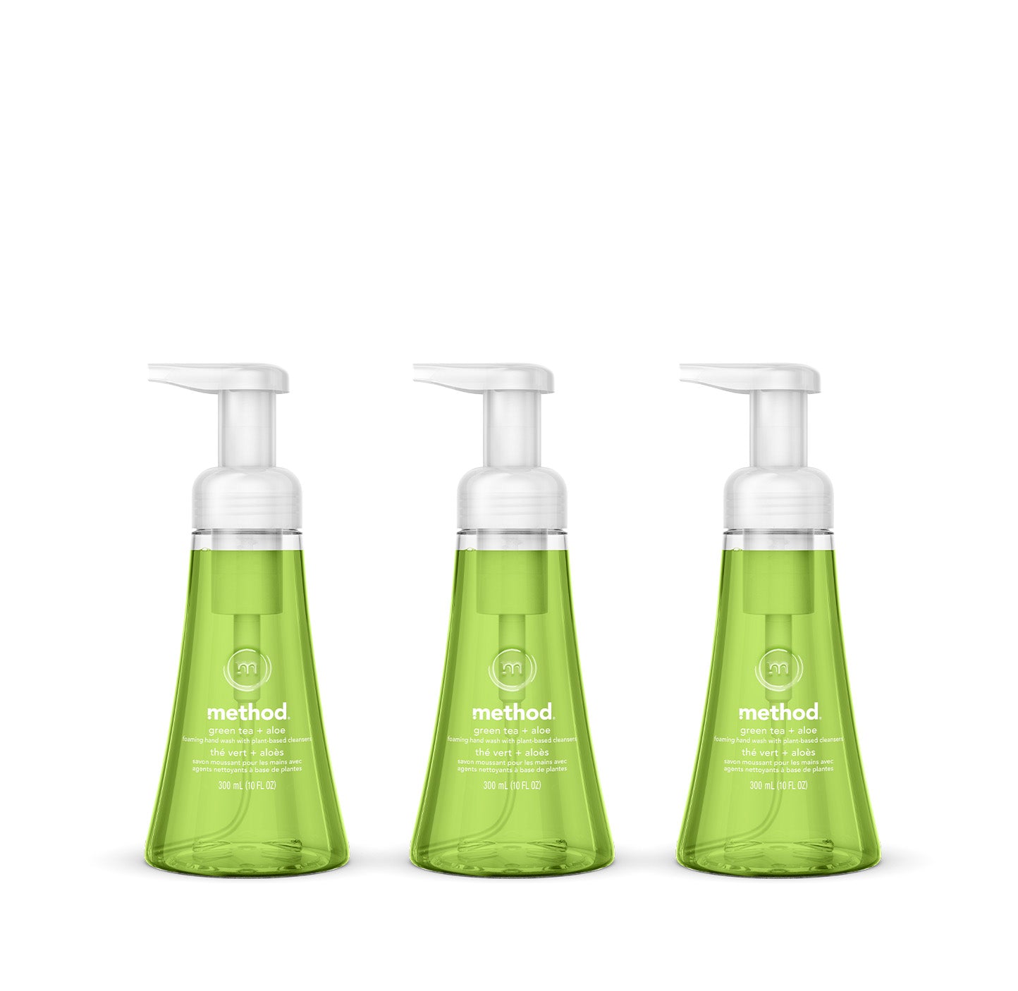 green tea + aloe foaming handwash 3-count bundle – method products