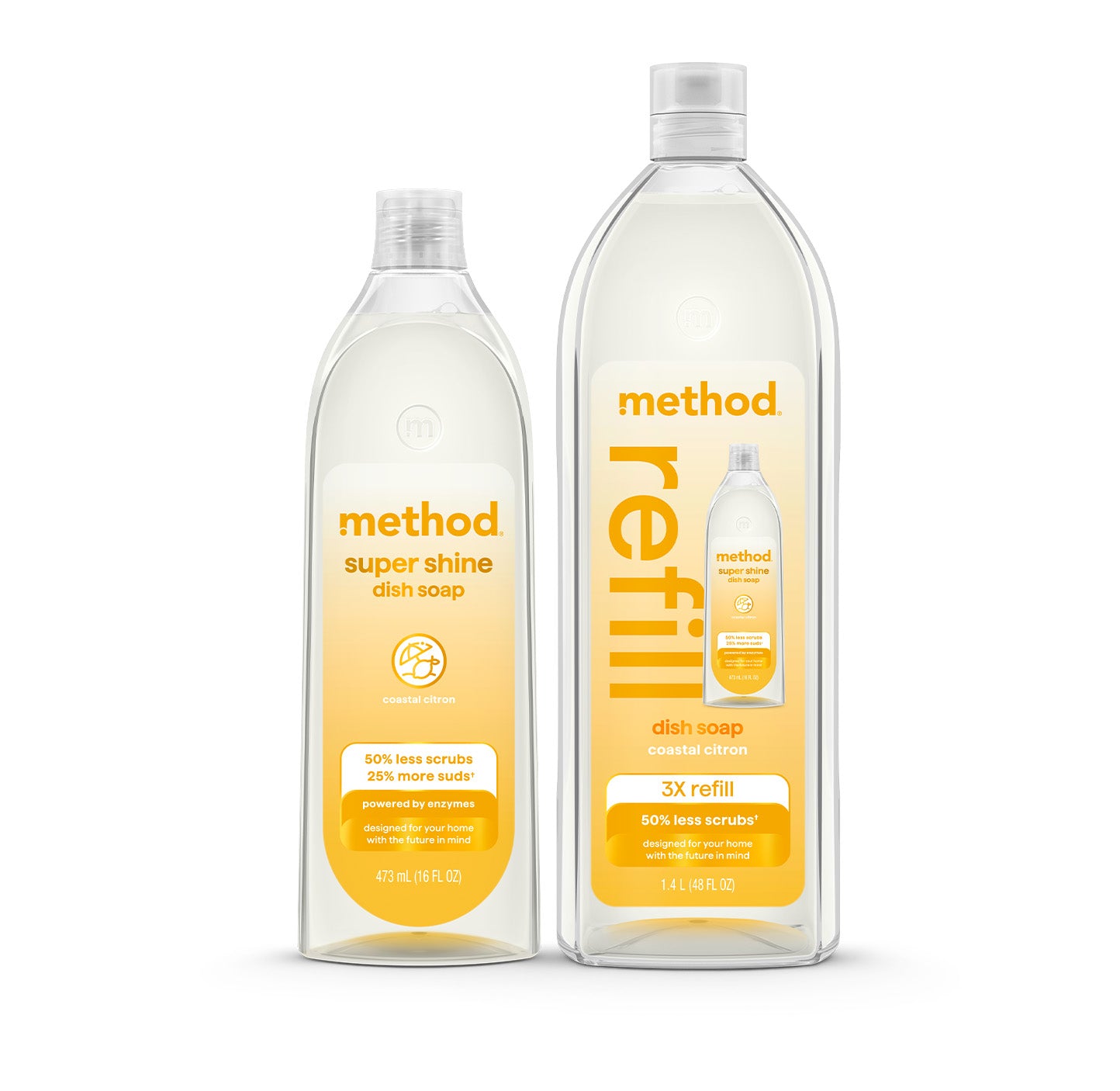 super shine liquid dish soap starter set - coastal citron, 64 fl oz ...