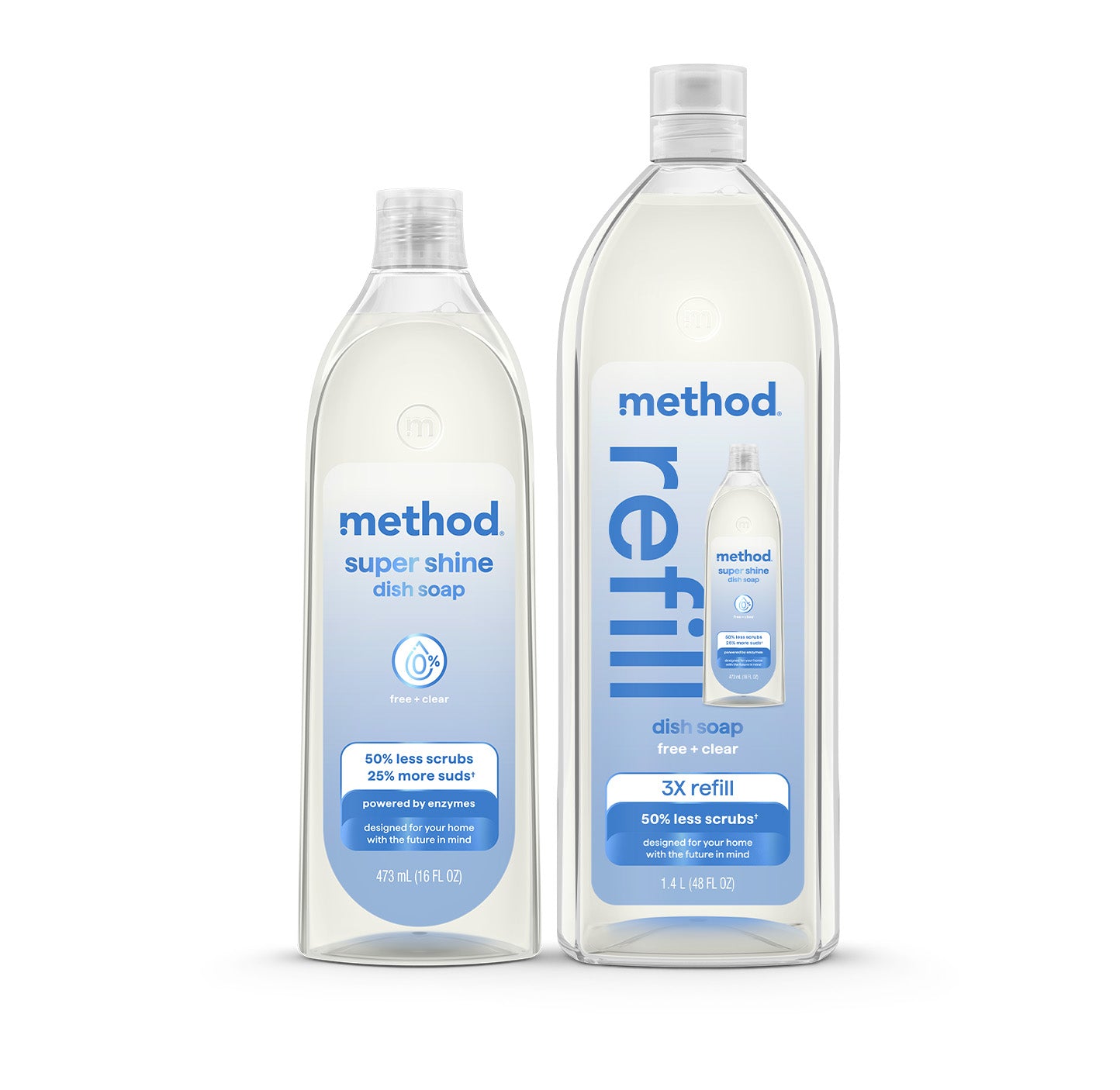 super shine liquid dish soap starter set - free + clear, 64 fl oz ...
