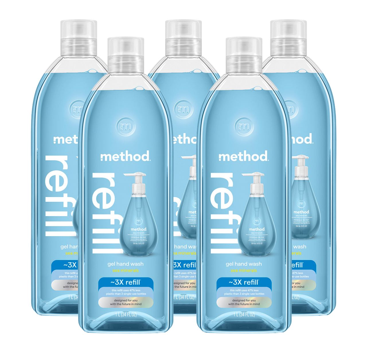 sea minerals gel hand wash refill 5-count bundle, 170 fl oz – method ...